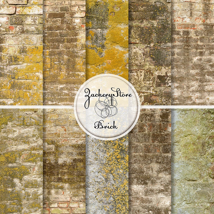 BRICK WALL Digital Scrapbook Craft Paper Pack Texture Set 10 Papers 300 ...