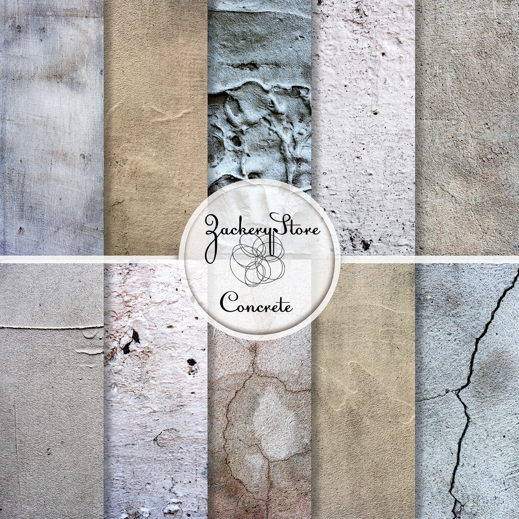 CONCRETE WALL Digital Scrapbook Craft Paper Pack Texture Set 10 Papers ...
