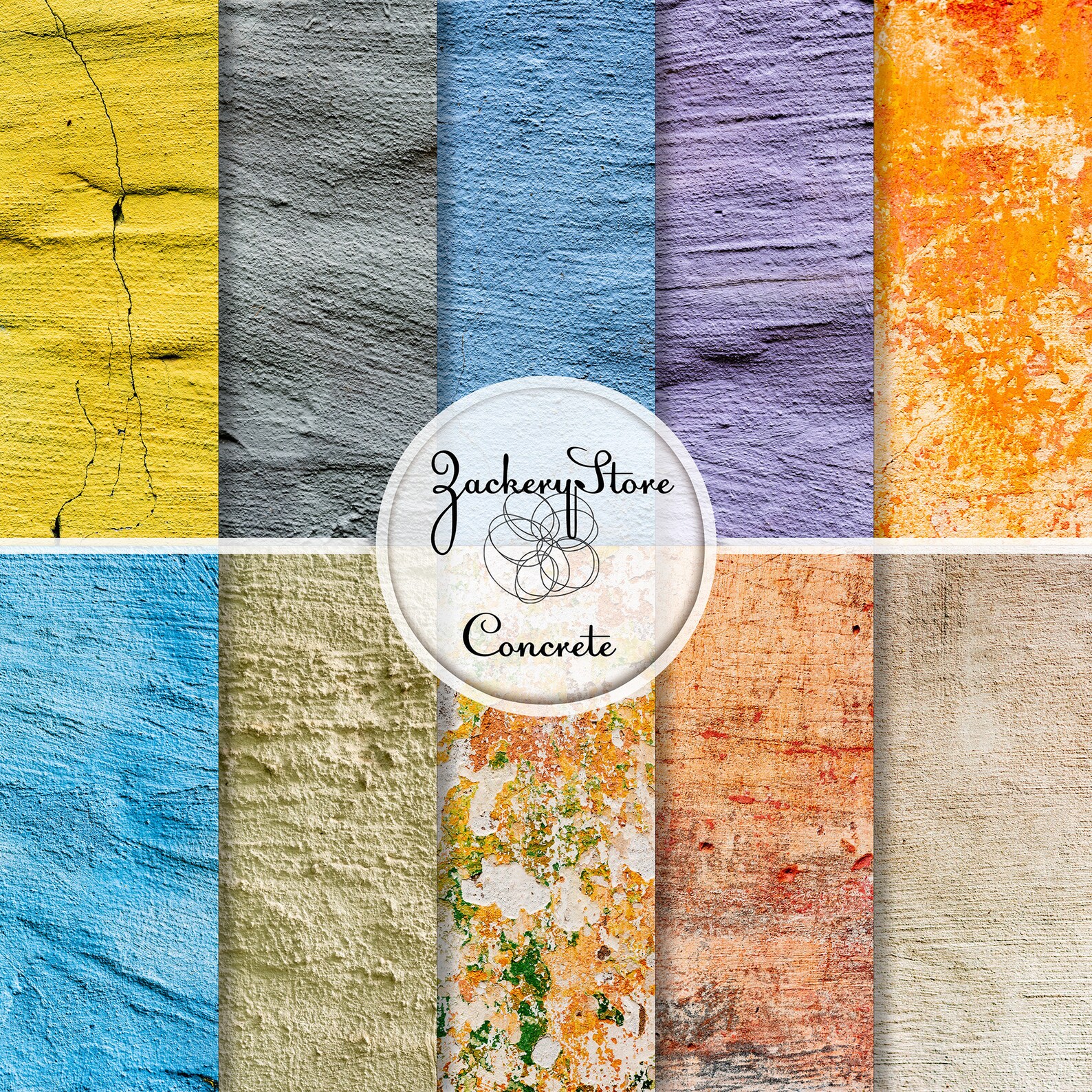 CONCRETE WALL Digital Scrapbook Craft Paper Pack Texture Set 10 Papers ...