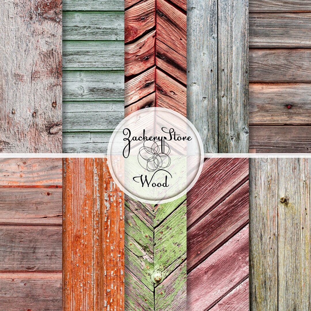 WOOD DIGITAL PAPER With Wood Background, Brown and Green Wood Texture ...