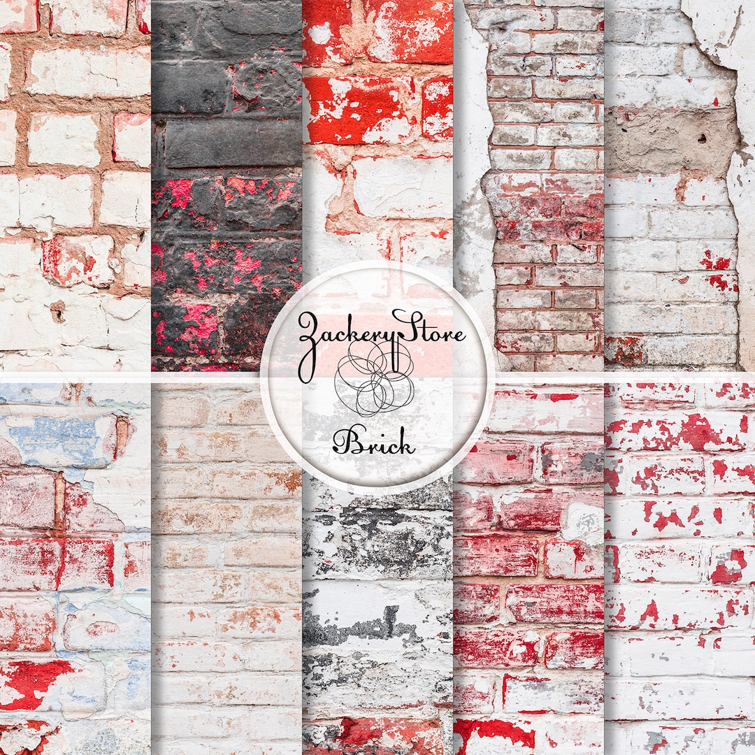 BRICK WALL Digital Scrapbook Craft Paper Pack Textur Set 10 Papiere 300 ...