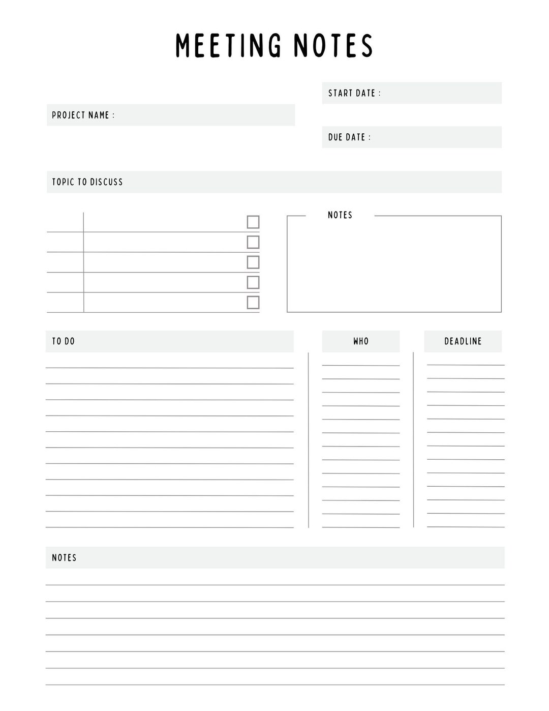 Meeting Notes - Simplistic Style - Etsy