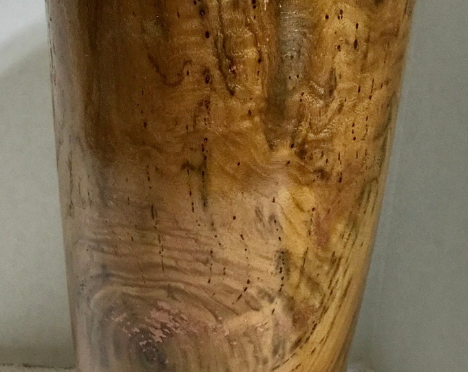 This is a Black Locust Burl Vase With Turquoise Inlay, It is 9 1/2 ...