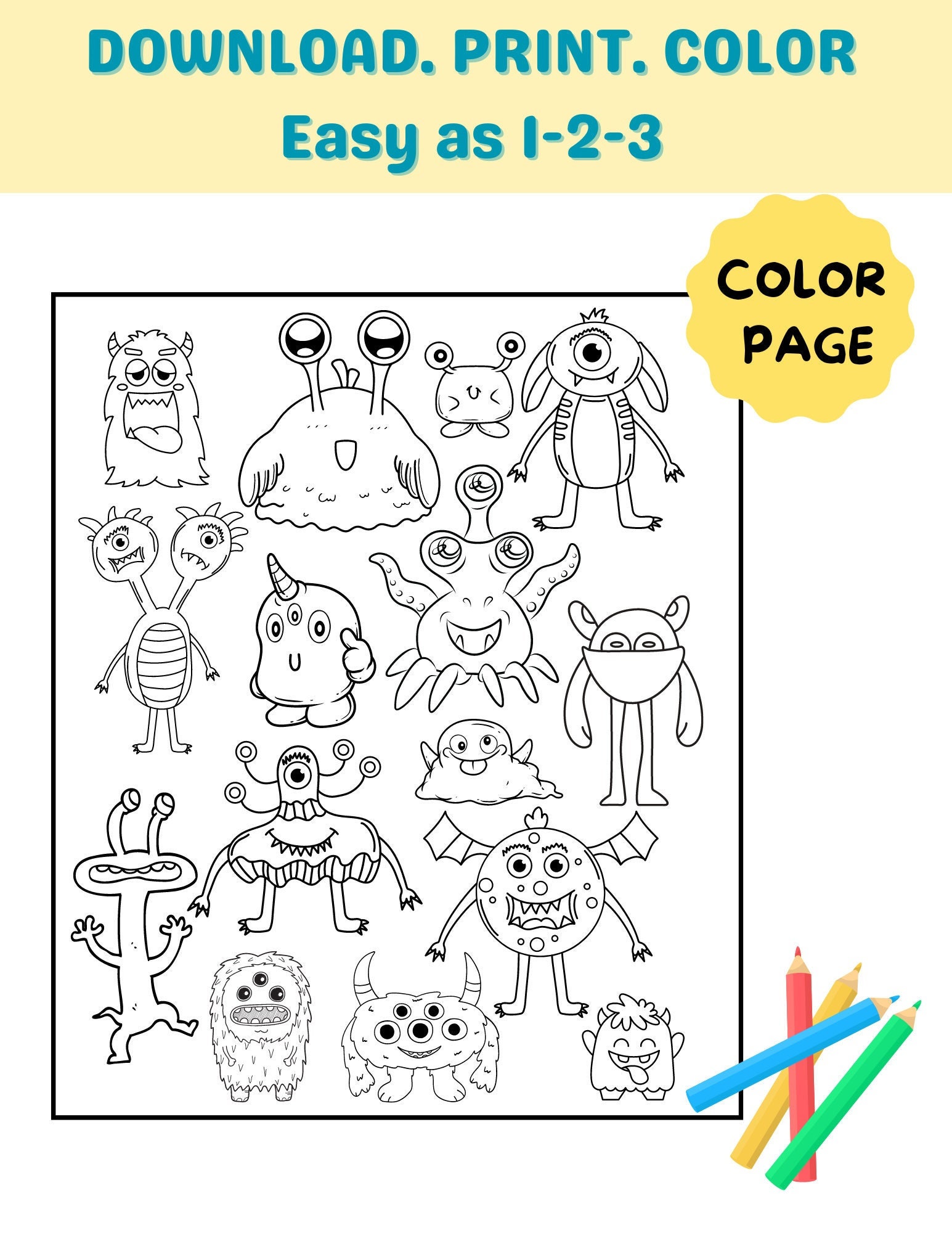 Halloween Monster Coloring Page for Kids, Halloween Coloring Page, Kid ...