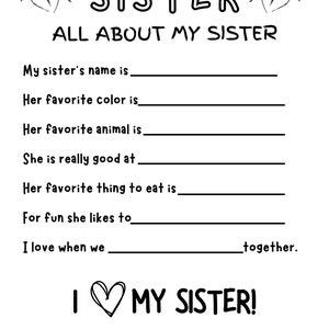 All About My Sister Printable, Sister Printable, Sister Activity ...