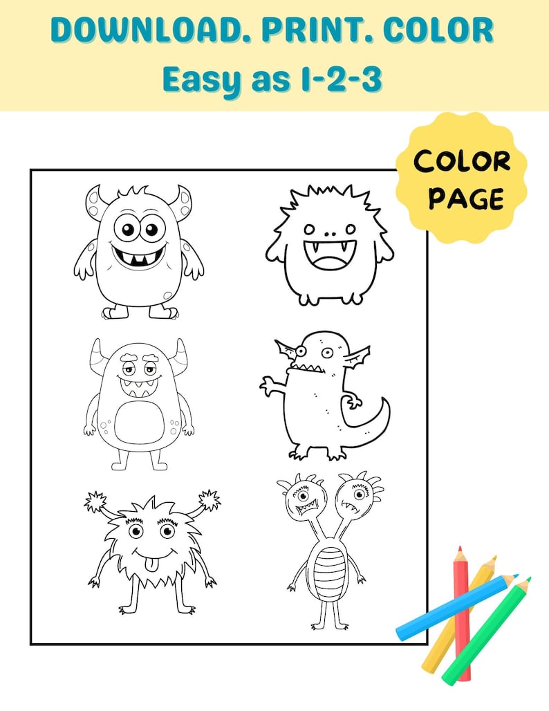 Halloween Monster Coloring Page for Kids, Halloween Coloring Page, Kid ...