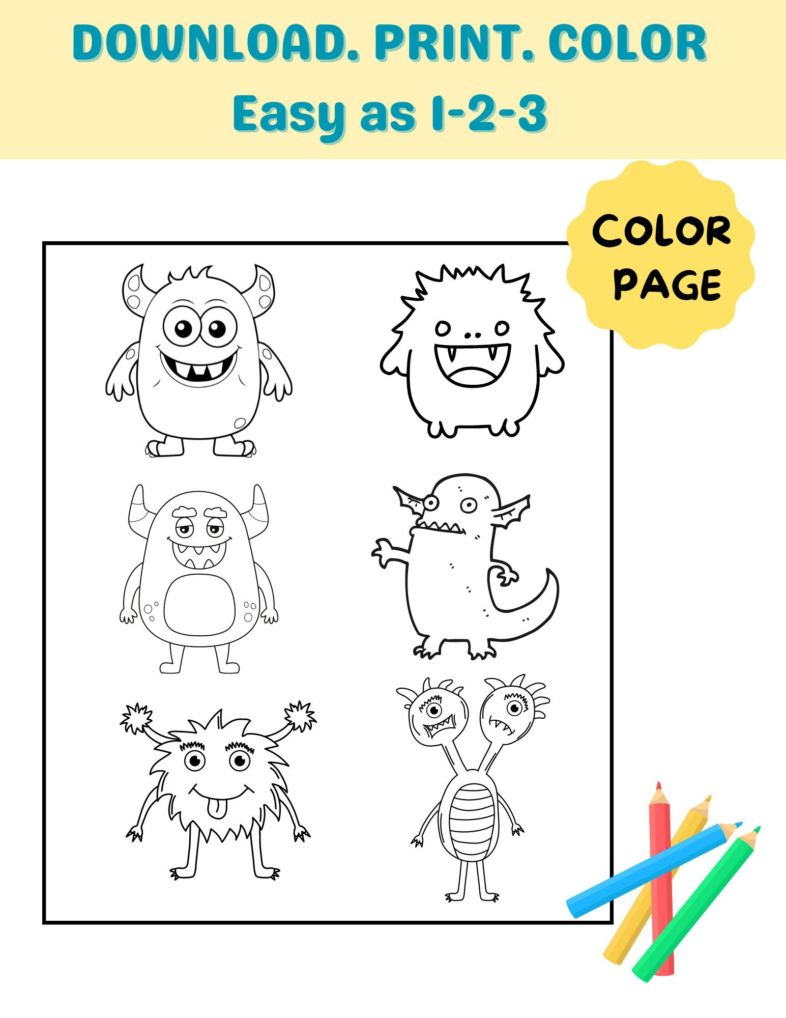 Halloween Monster Coloring Page for Kids, Halloween Coloring Page, Kid ...