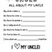 All About My Uncle Printable, Uncle Printable, Uncle Activity, Uncle ...