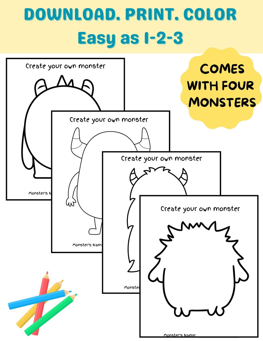 Halloween Monster Coloring Page for Kids, Monster Coloring Page, Kid ...