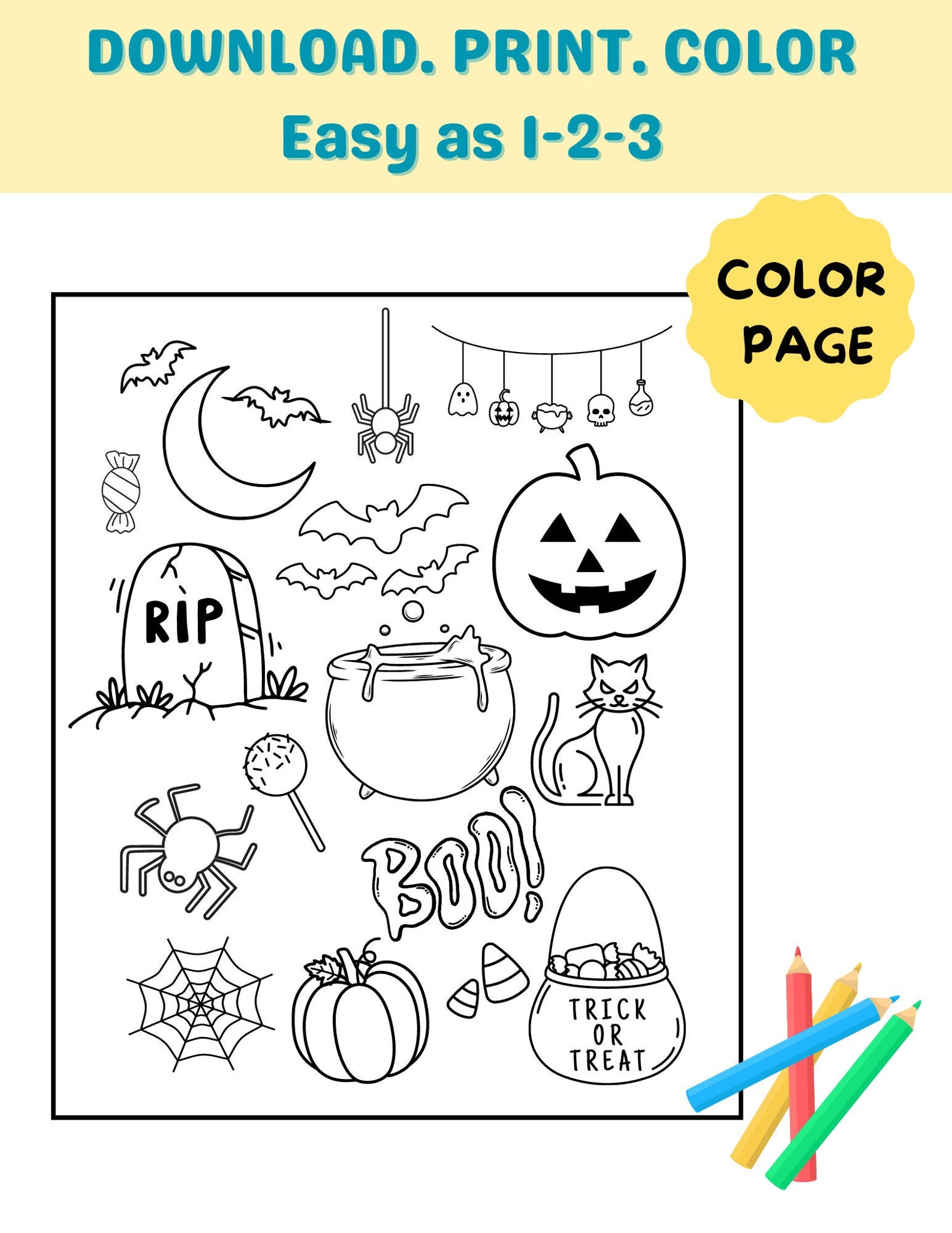 Halloween Coloring Page for Kids, Coloring, Halloween Kid Coloring Page ...