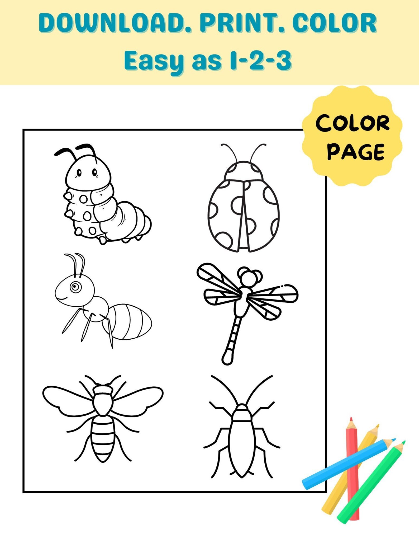 Bug Coloring Page for Kids, Coloring, Insect Kid Coloring Page, Kid ...