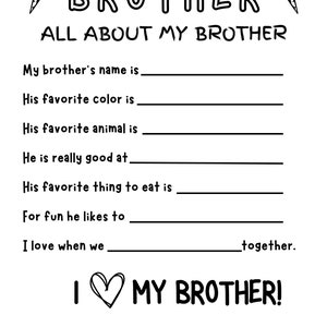 All About My Brother Printable, Brother Printable, Brother Activity ...