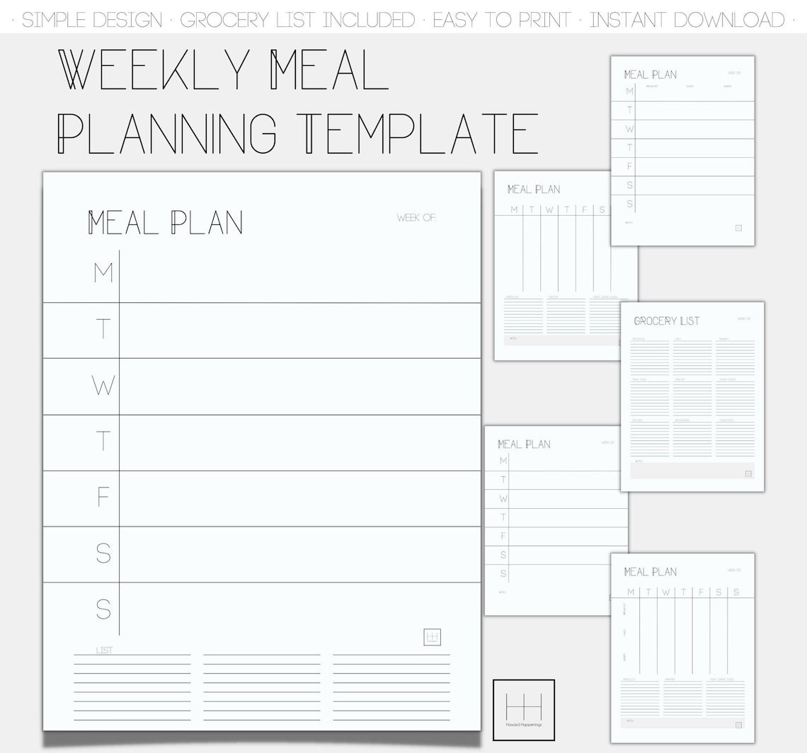 Simple Modern Weekly Meal Planning and Prep Template for Healthy Eating ...