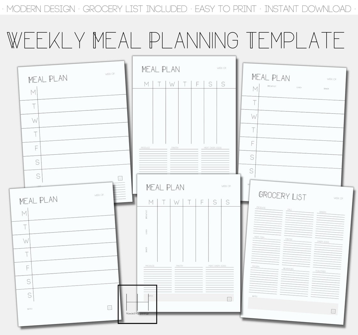 Simple Modern Weekly Meal Planning and Prep Template for Healthy Eating ...