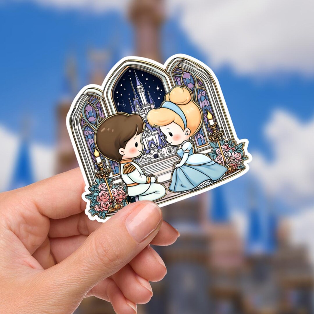 Cinderella & Prince Charming Glass Slipperdisney Castle Decal Laptop ...