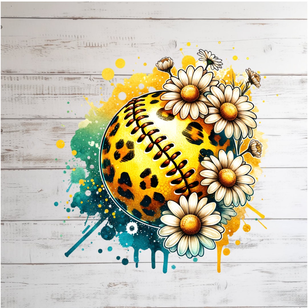Grunge Leopard Print Softball Clipart Shirt Sublimation Design Digital ...