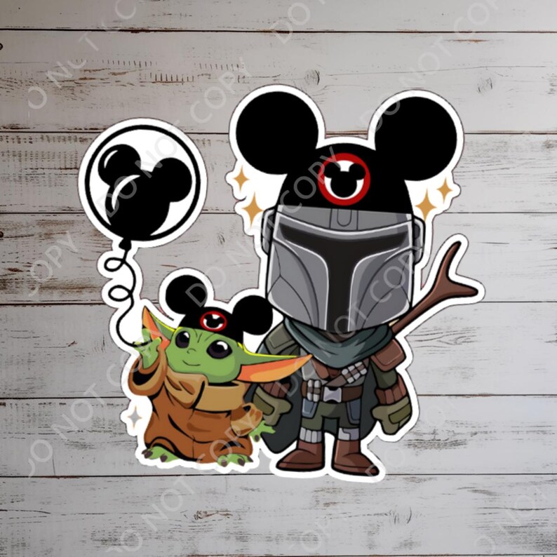 Disneyy Mando and the BB Sticker Waterproof Disney Laptop Stickers ...