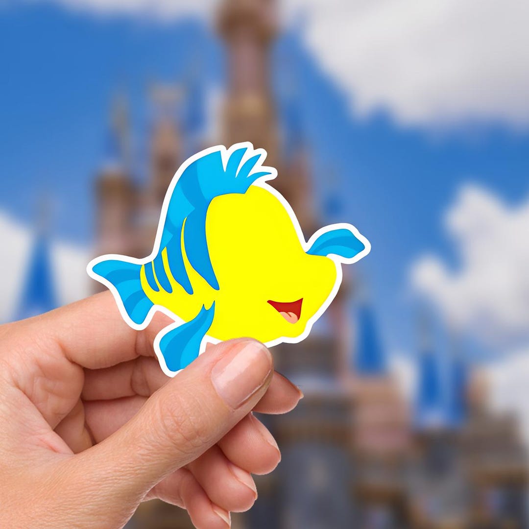 Little Mermaid Sticker Flounder: Waterproof Vinyl Decal for Laptop ...
