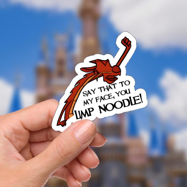 Mulan Mushu Limp Noodle Sticker, Waterproof Vinyl Decal - Etsy