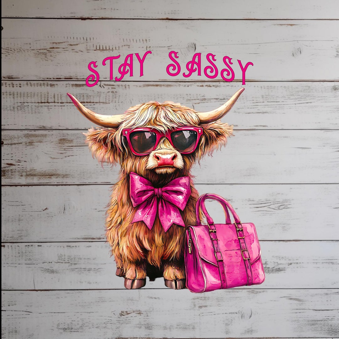 Stay Sassy Highland Cow PNG, Snarky Heifer Cow Clipart, Moody, Coffee ...