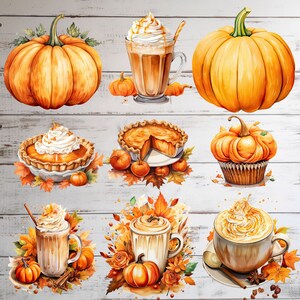 Fall Watercolor Clipart Bundle - 50 PNG Cozy Fall Images, Pumpkins ...