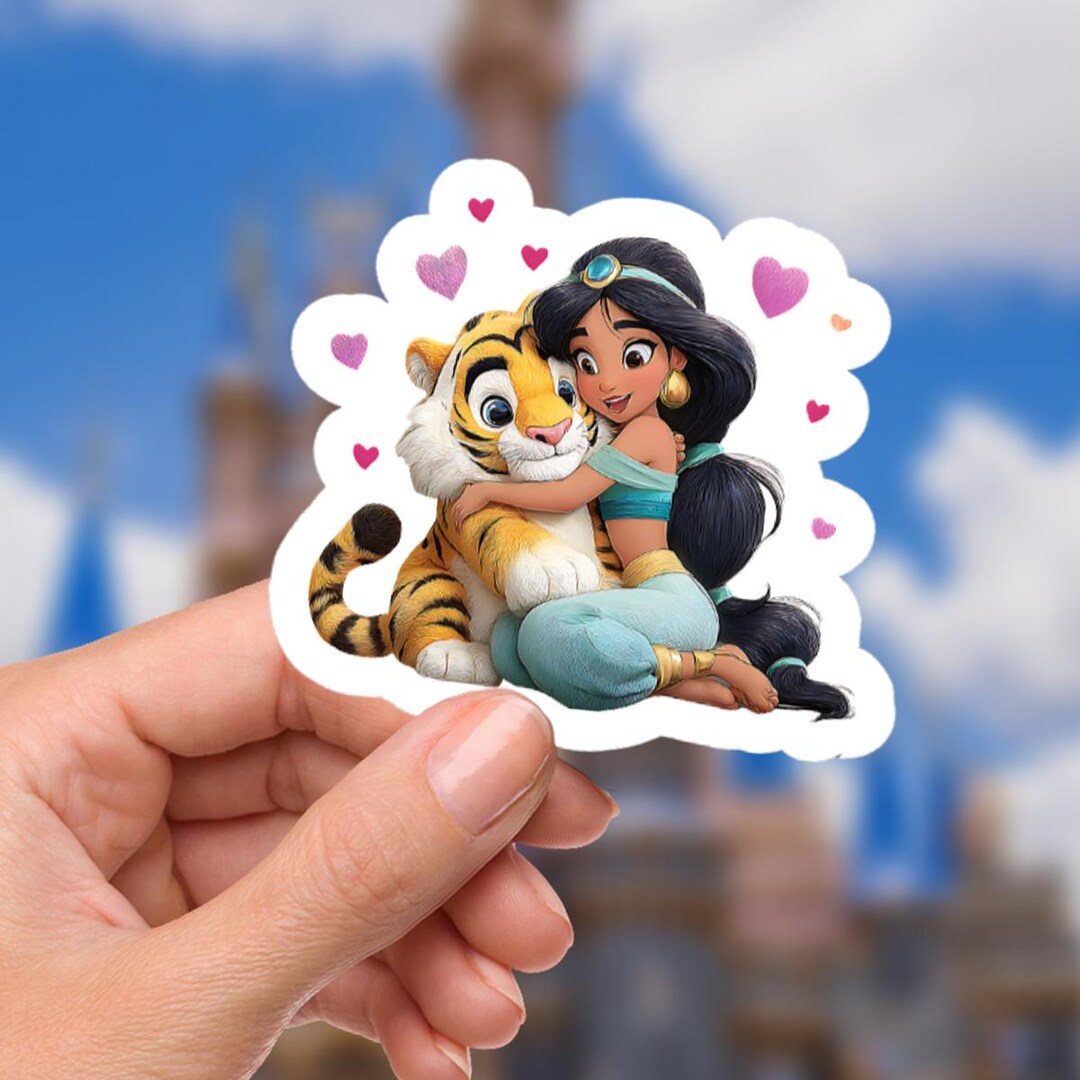 Aladdin Princess Jasmine and Raja Waterproof Disney Laptop Stickers ...