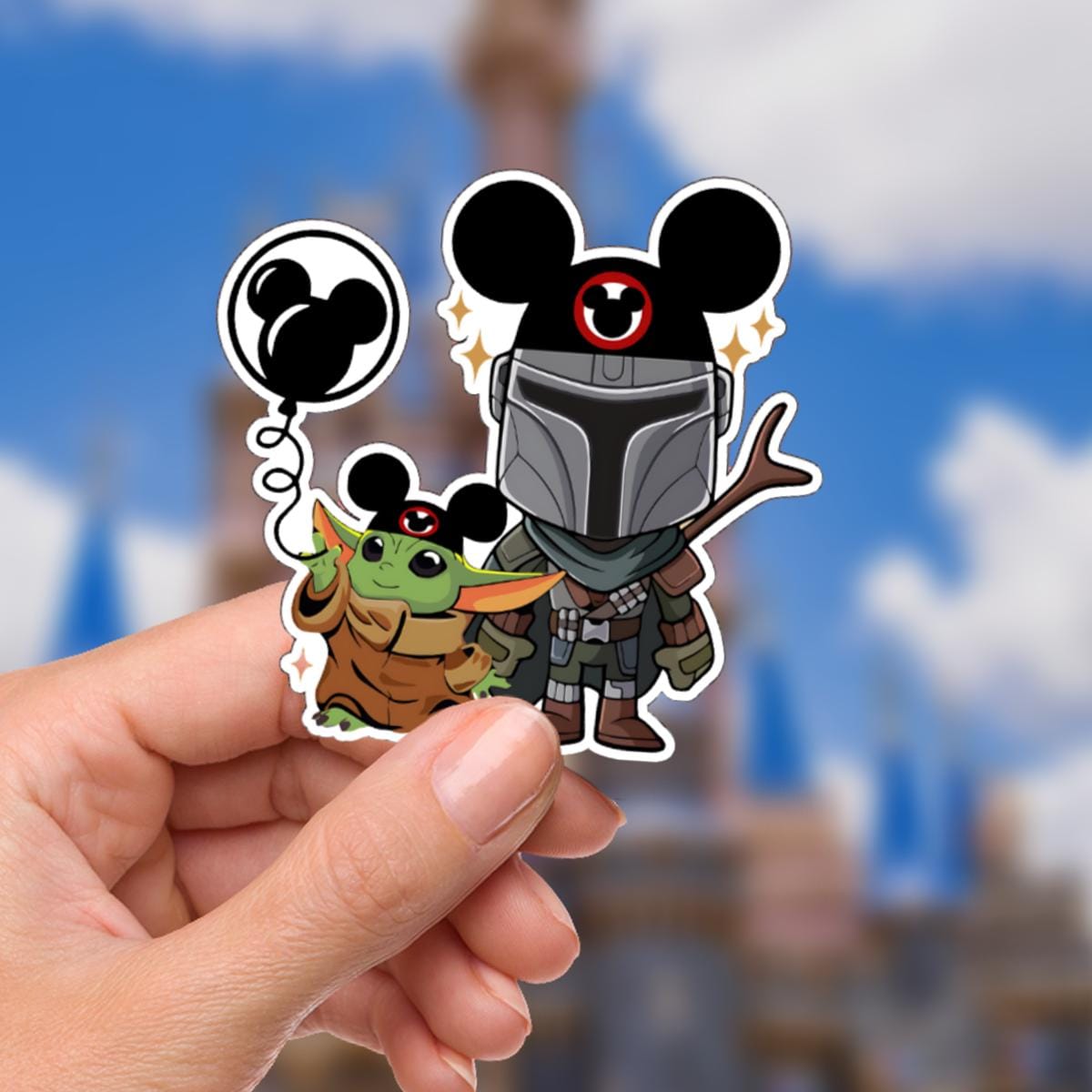Disneyy Mando and the BB Sticker Waterproof Disney Laptop Stickers ...