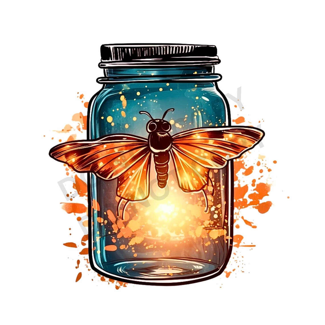 Mason Jar Firefly PNG Transparent Clipart Cartoon Design,printable ...