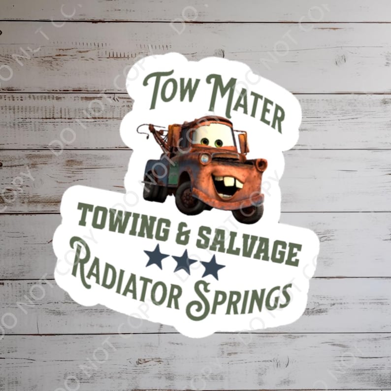Disneyy Cars Mater, Towmater Sticker Waterproof Disney Laptop Stickers ...