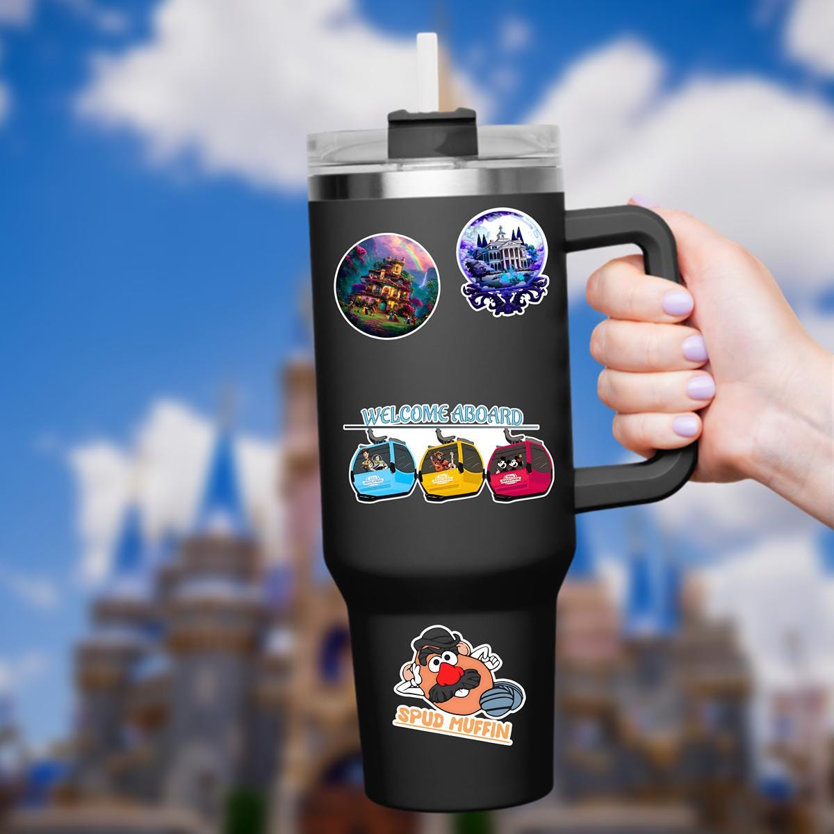 Disney Skyliner Castle World Sticker Waterproof Disney Laptop ...