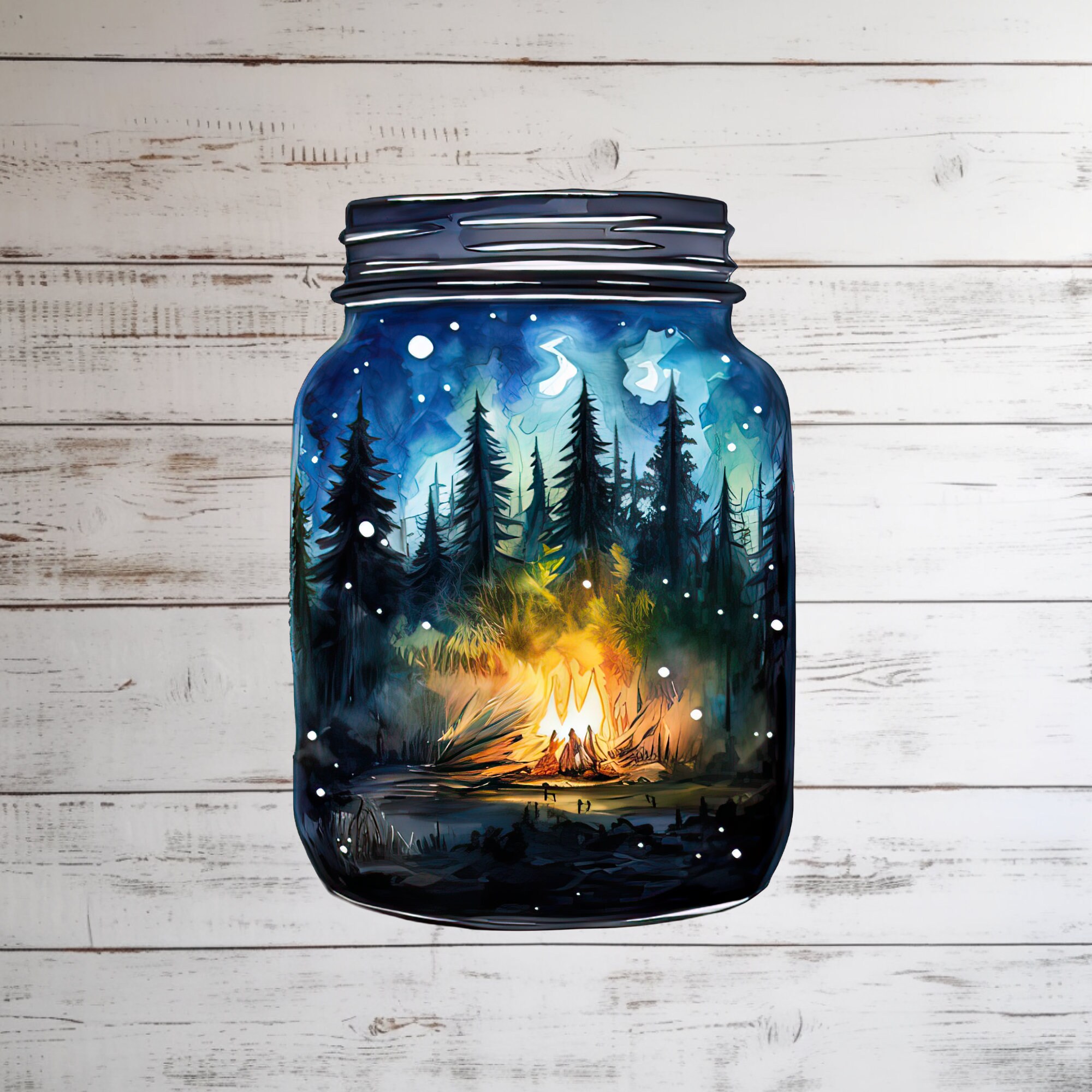 Watercolor Campfire Clip Art Campfire in a Jar PNG Night Campfire ...