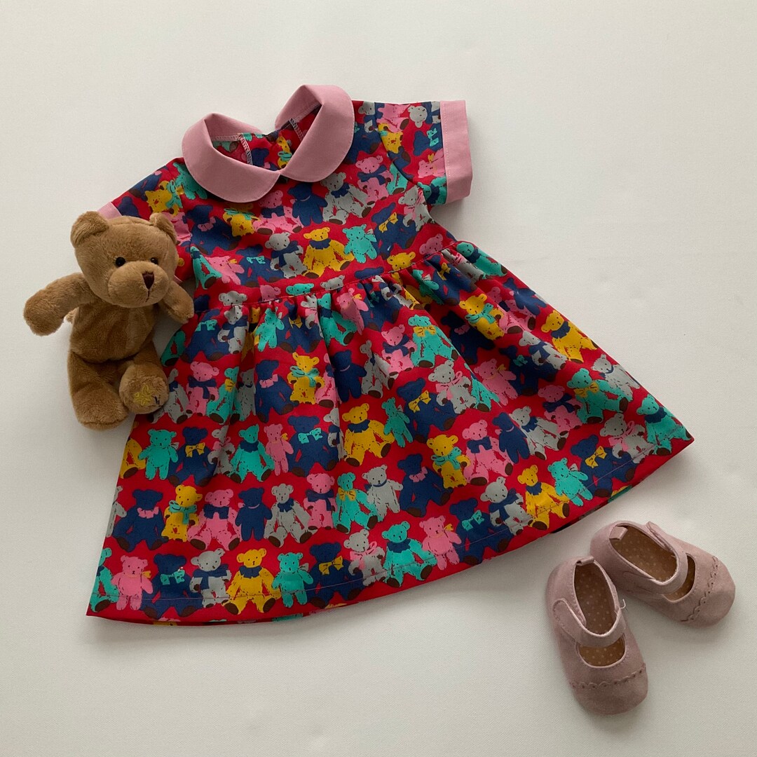 Girls Peter Pan Collar Dress, Teddy Bear Dress, Summer Dress, Girls ...