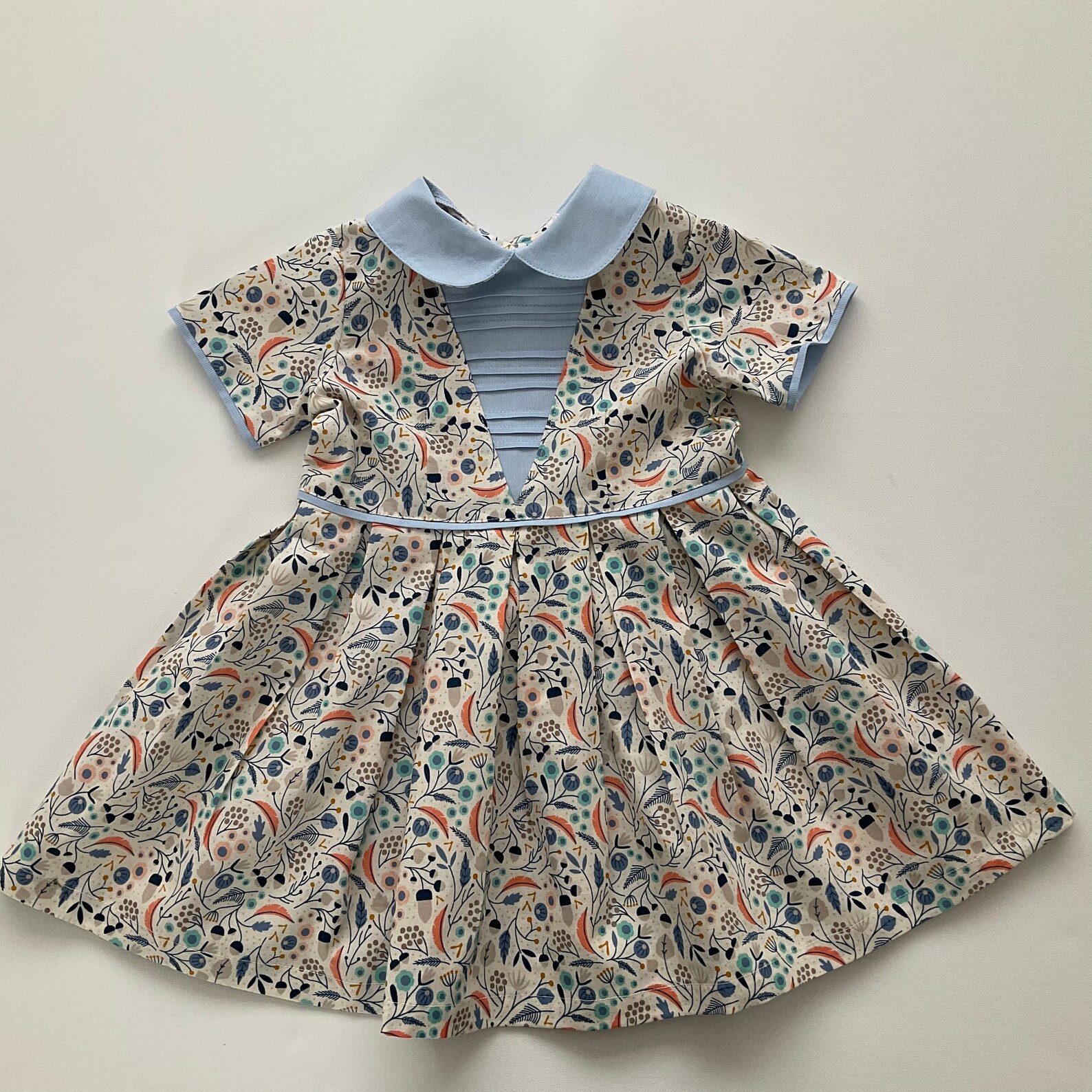 Girls Floral Dress, Peter Pan Collar Dress, Organic Cotton Dress, Short ...