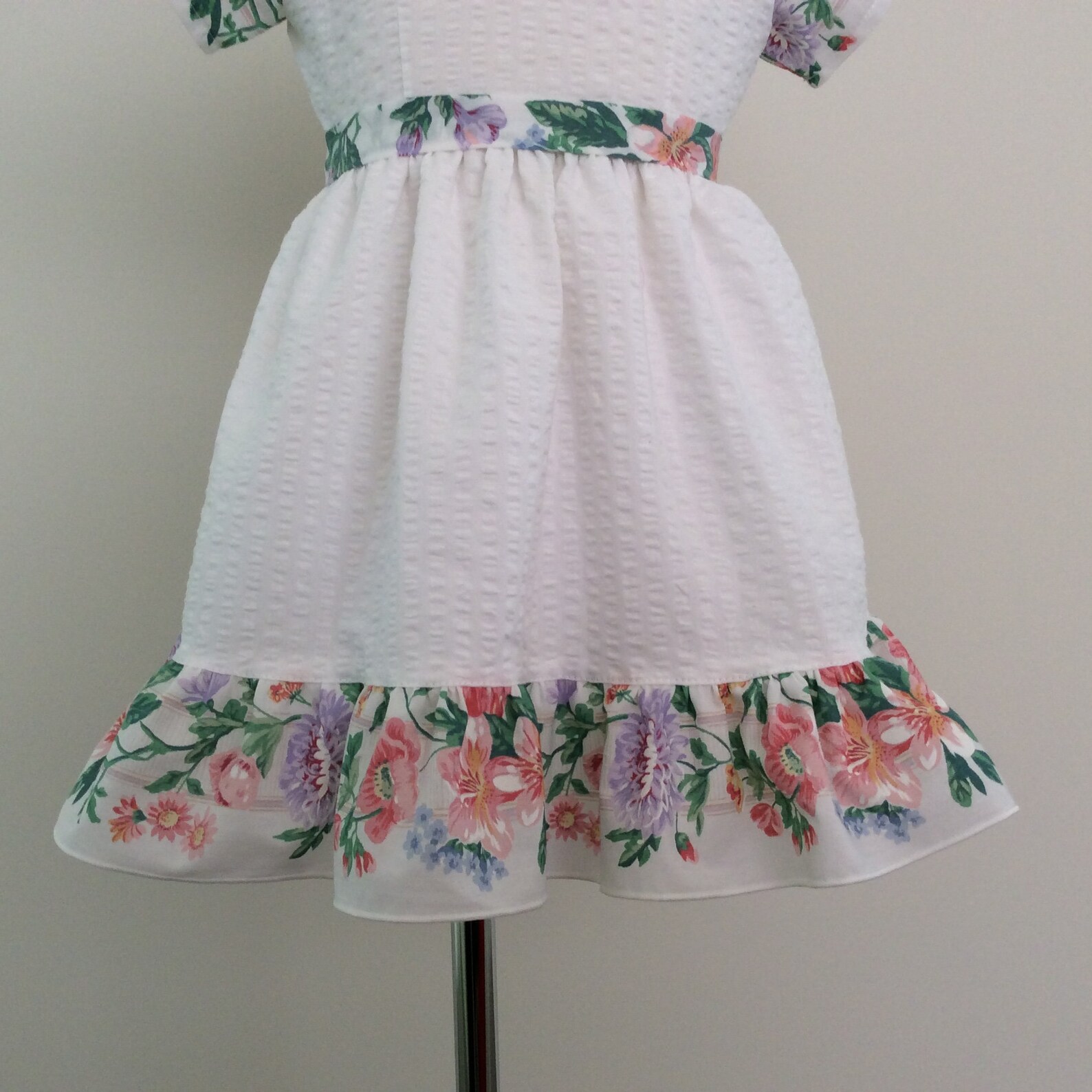 Girls Seersucker Dress - Size 3, White Dress, Summer Dress, Peter Pan ...