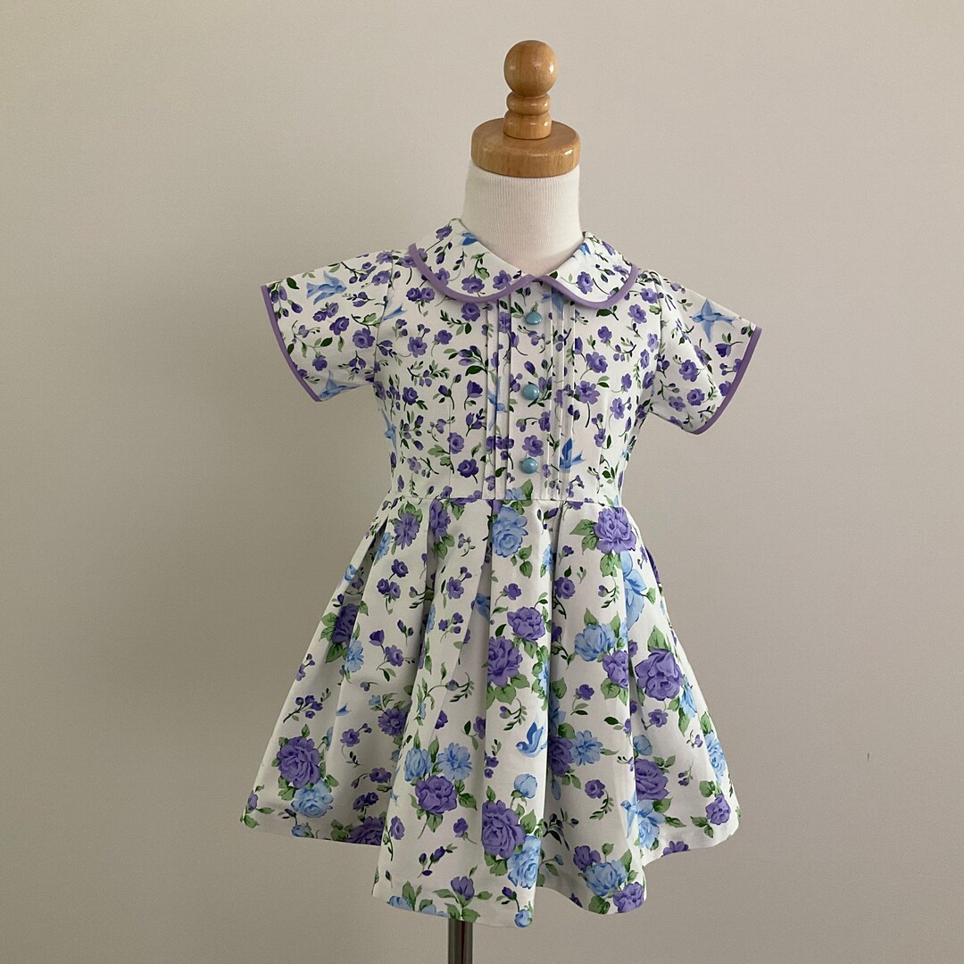 Floral Girls Dress, Peter Pan Collar Dress, Girls Birthday Party Dress ...