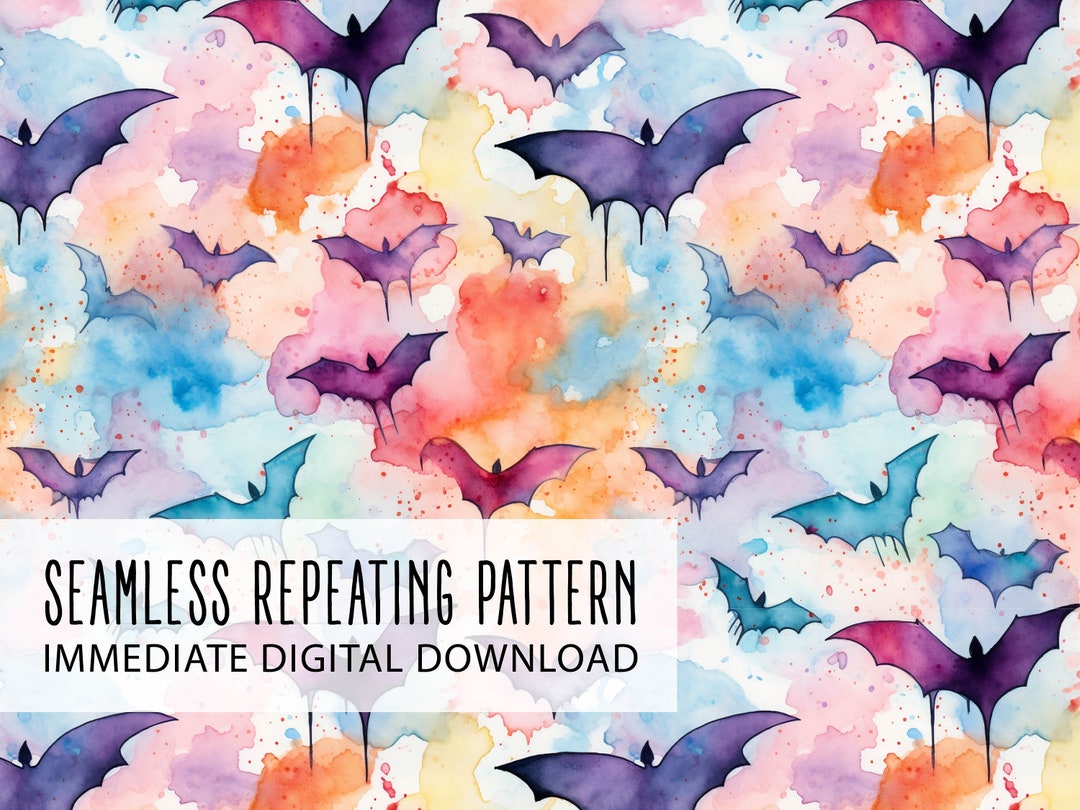 Watercolor Bats Digital Seamless Pattern File - Etsy