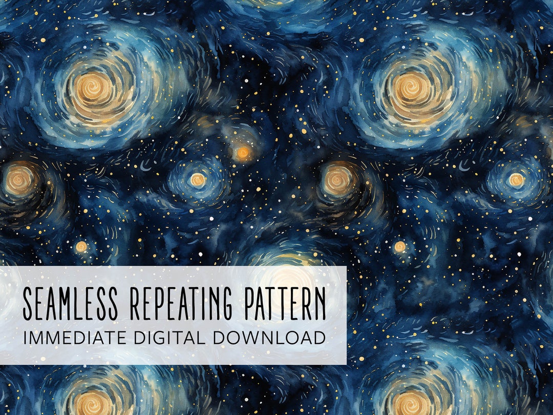 Starry Night Digital Seamless Pattern File - Etsy
