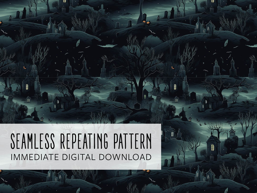 Midnight Cemetery Digital Seamless Pattern File - Etsy