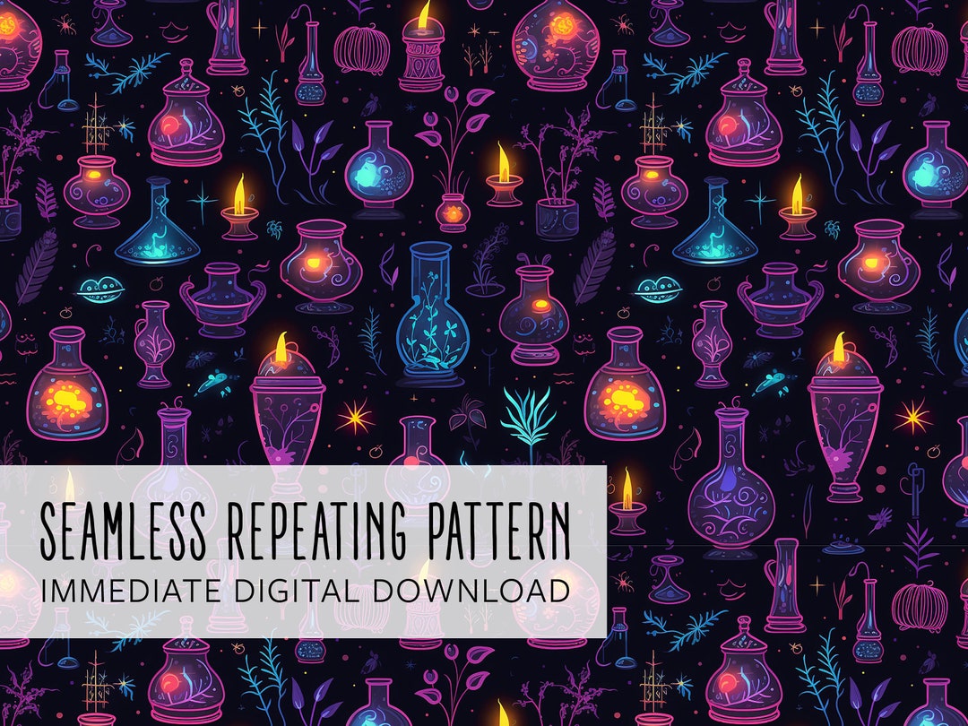 Neon Potions Digital Seamless Pattern File - Etsy