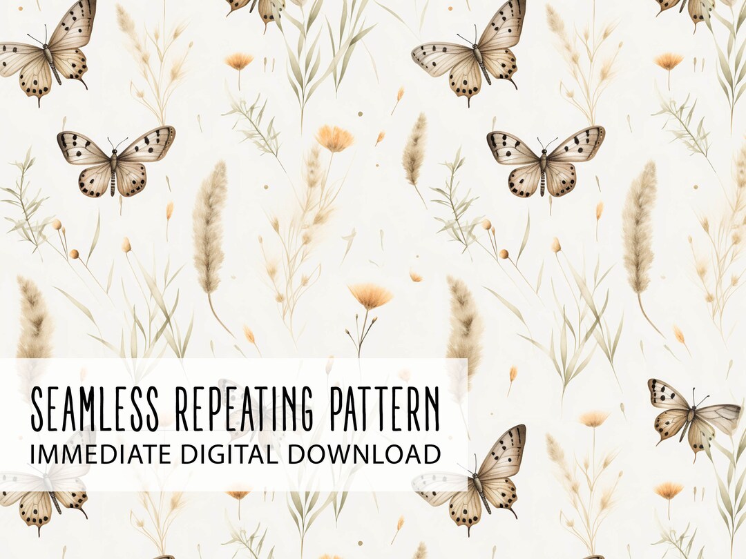 Butterfly Garden Digital Seamless Pattern File - Etsy