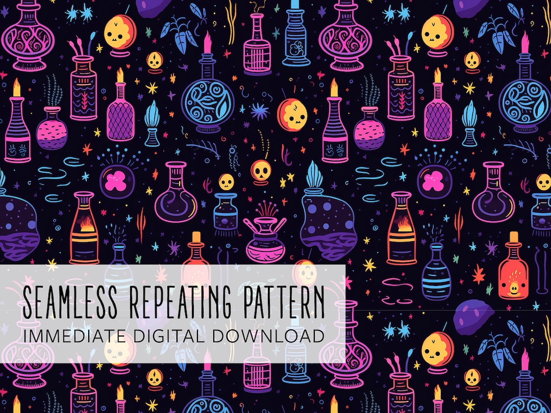 Neon Potions Digital Seamless Pattern File - Etsy