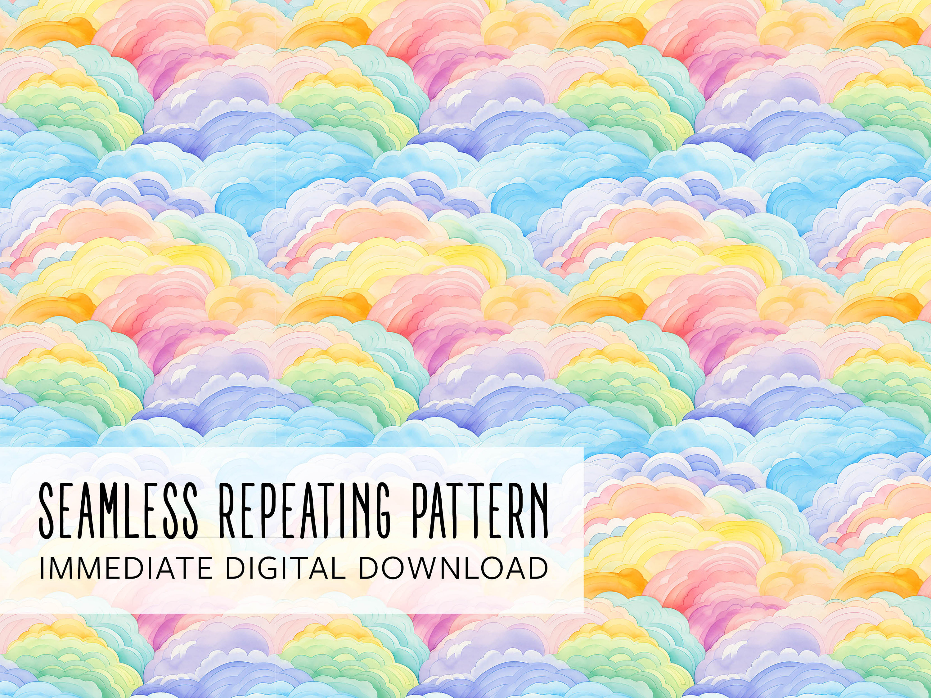 Pastel Rainbow Clouds Digital Seamless Pattern File - Etsy