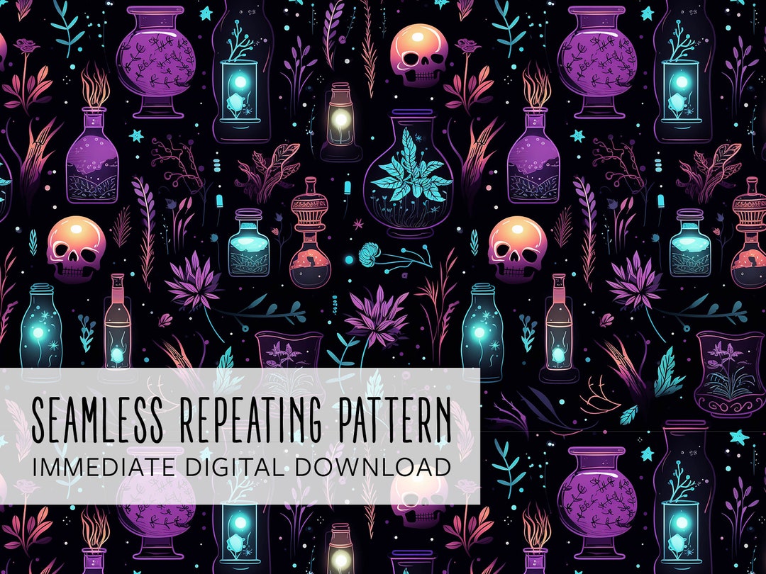 Neon Potions Digital Seamless Pattern File - Etsy
