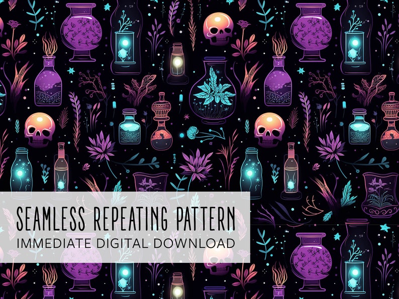 Neon Potions Digital Seamless Pattern File - Etsy