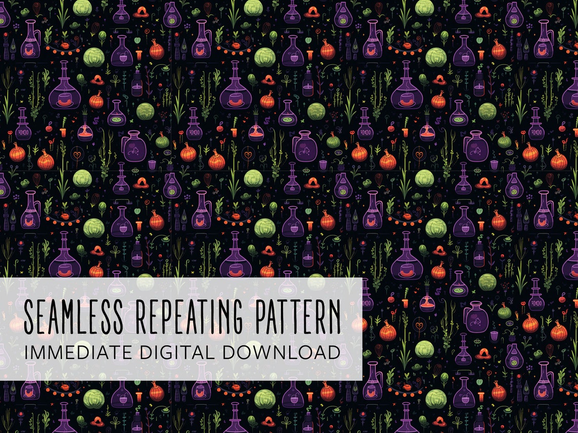 Neon Potions Digital Seamless Pattern File - Etsy