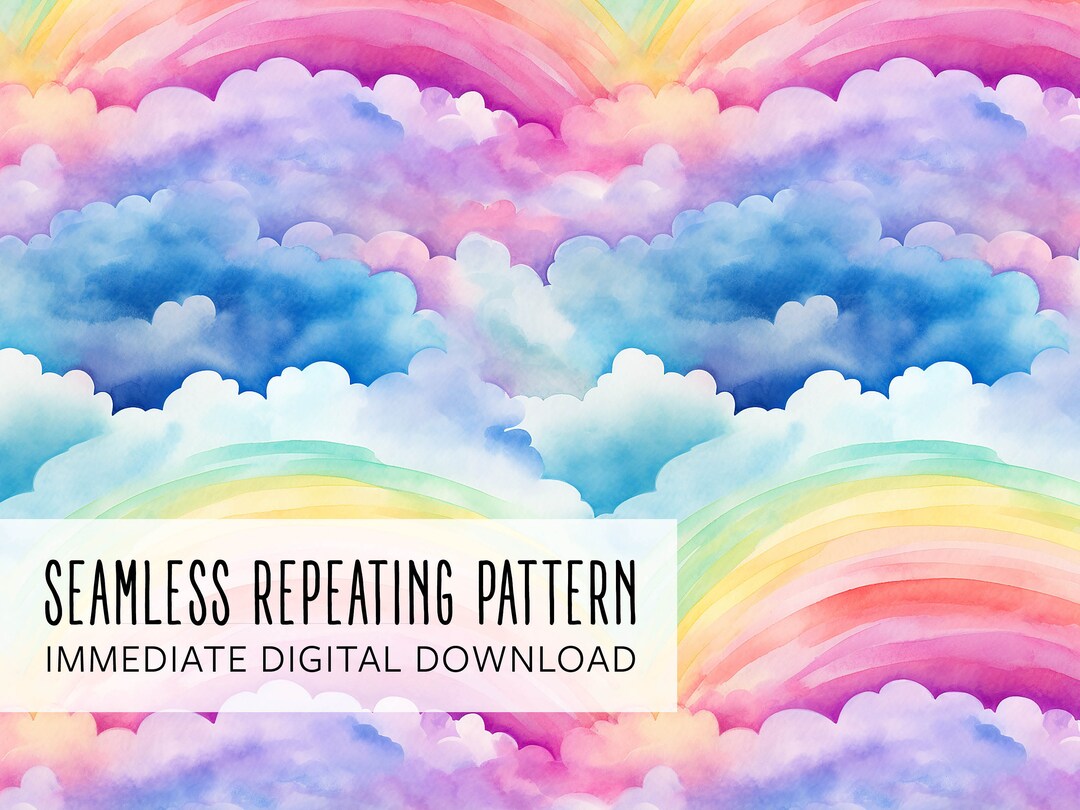 Pastel Rainbow Clouds Digital Seamless Pattern File - Etsy