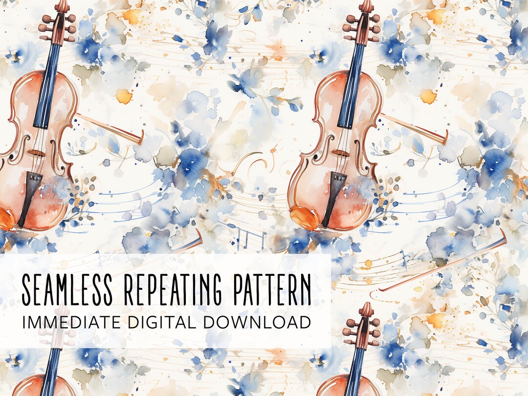 Watercolor Orchestra Music Digital Seamless Pattern File - Etsy