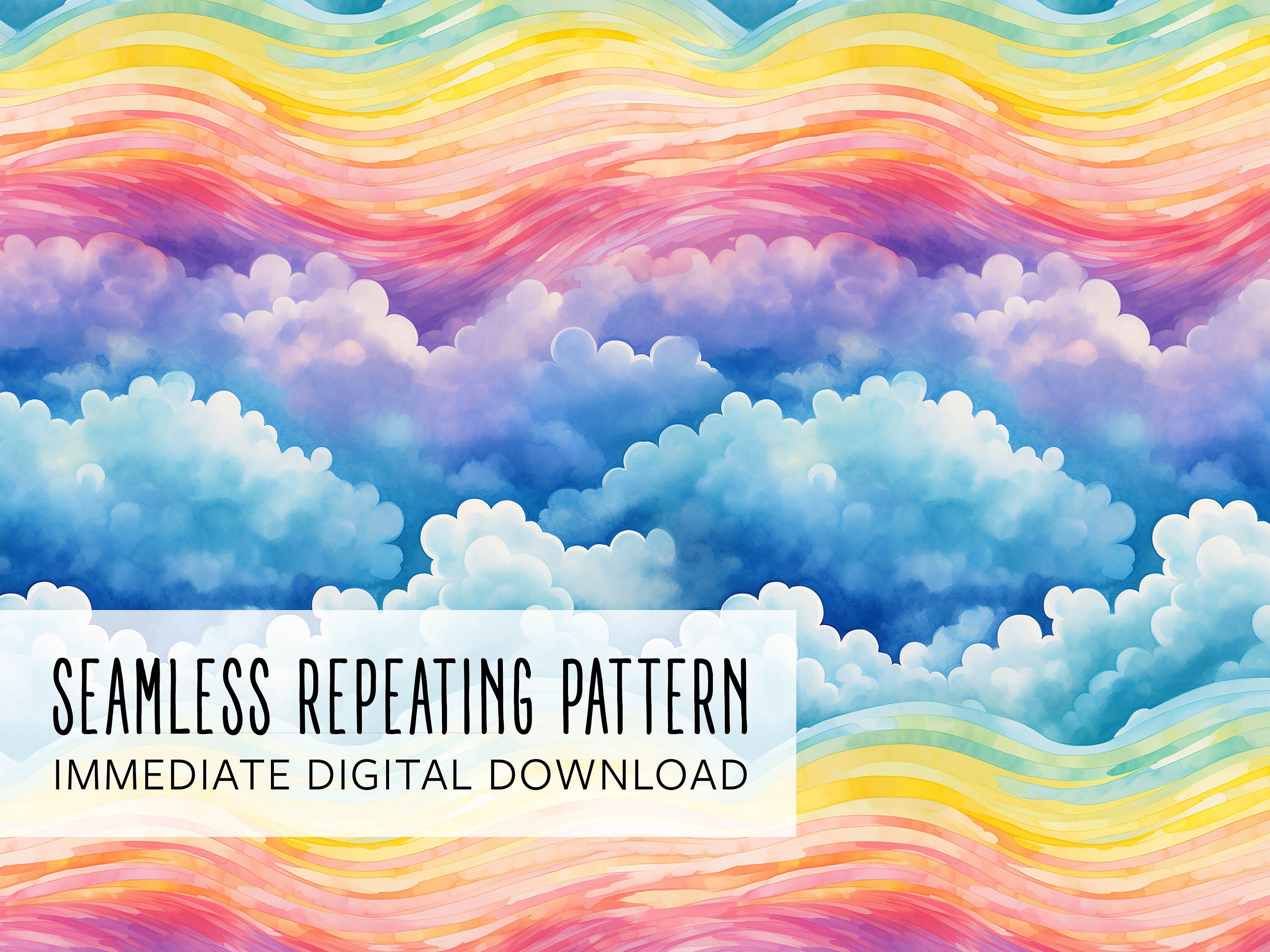 Pastel Rainbow Clouds Digital Seamless Pattern File - Etsy