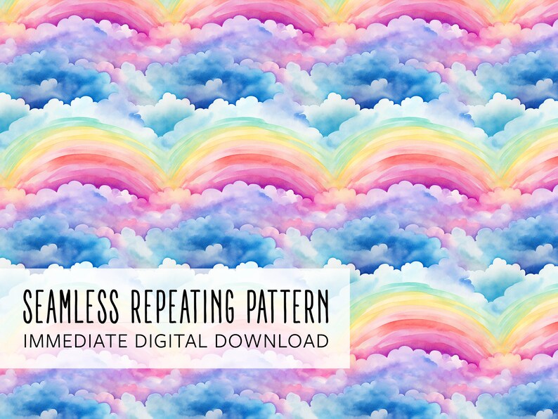Pastel Rainbow Clouds Digital Seamless Pattern File - Etsy
