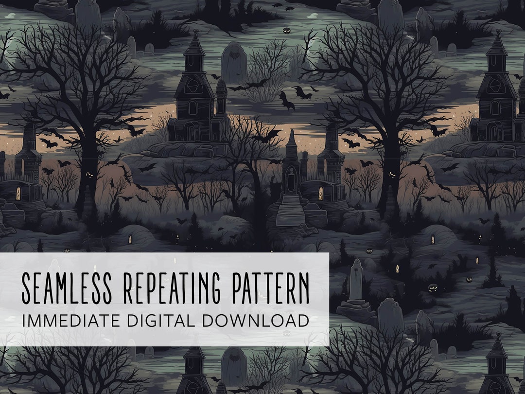 Midnight Cemetery Digital Seamless Pattern File - Etsy